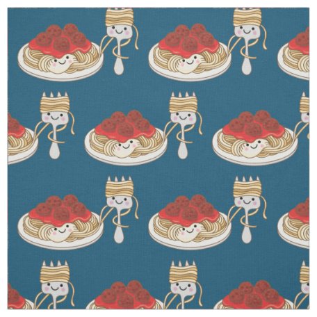 Cute Spaghetti Kids Kawaii Cartoon Noodles Pasta Fabric | Zazzle