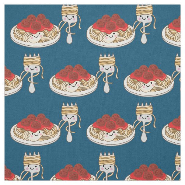 Cute Spaghetti Kids Kawaii Cartoon Noodles Pasta Fabric | Zazzle