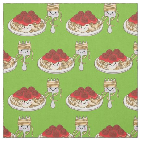 Cute Spaghetti Kids Kawaii Cartoon Noodles Pasta Fabric | Zazzle