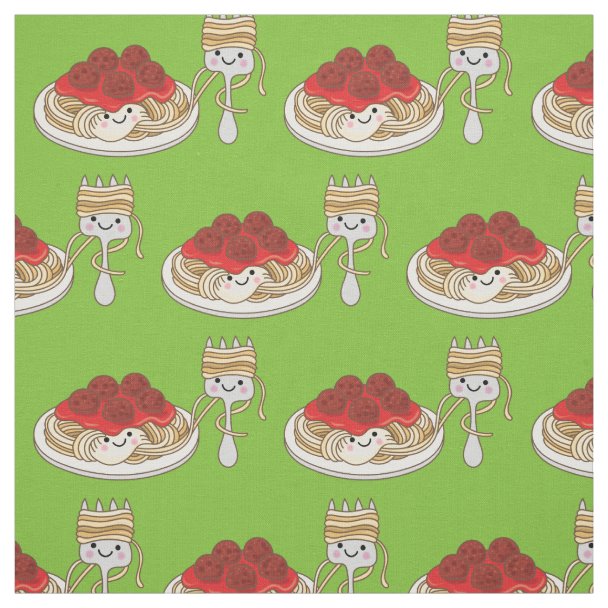 Cute Spaghetti Kids Kawaii Cartoon Noodles Pasta Fabric | Zazzle