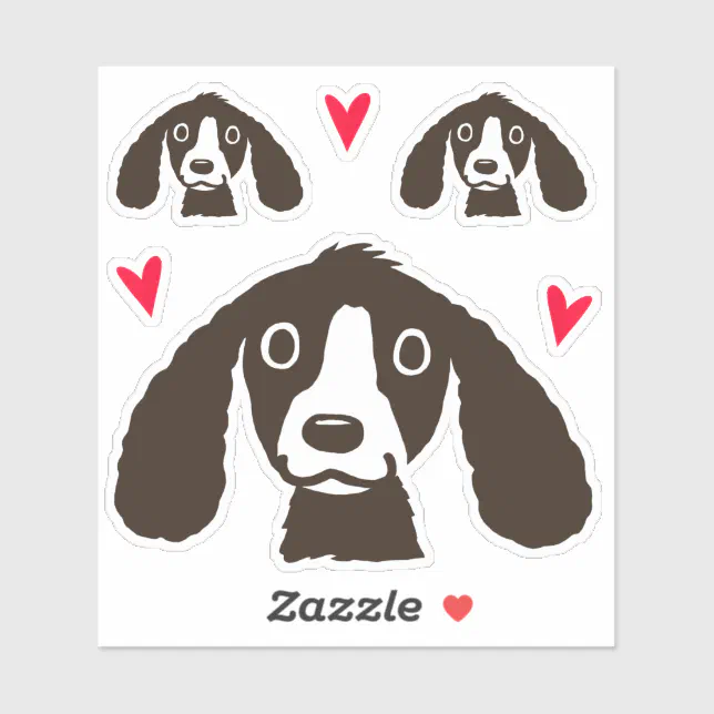 Cute Spaniel Puppy Cartoon Dog Vinyl Sticker Set | Zazzle