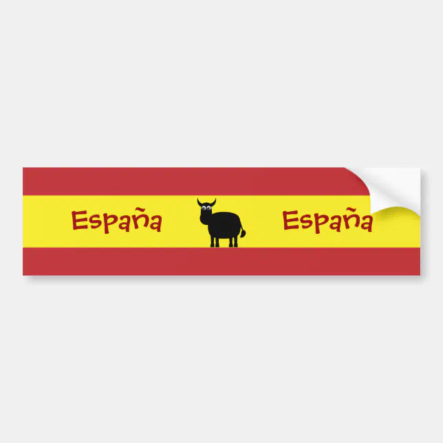 Cute Spanish Bull & Flag Bumper Sticker | Zazzle