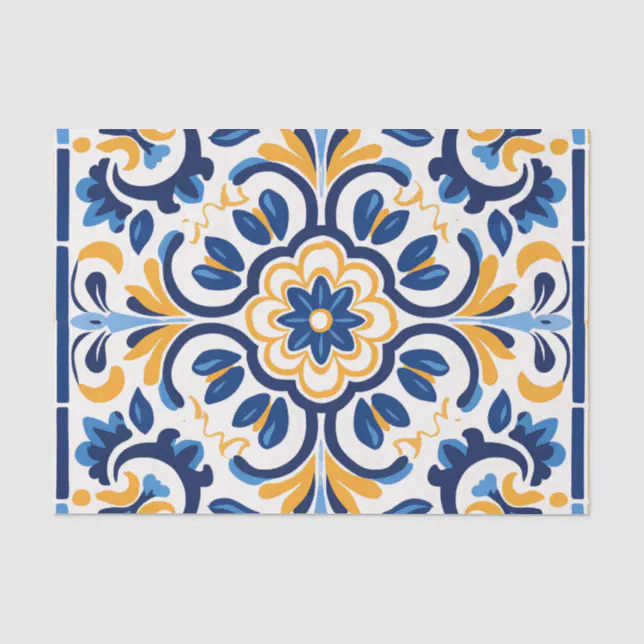 Cute Spanish tile pattern decoupage Tissue Paper | Zazzle