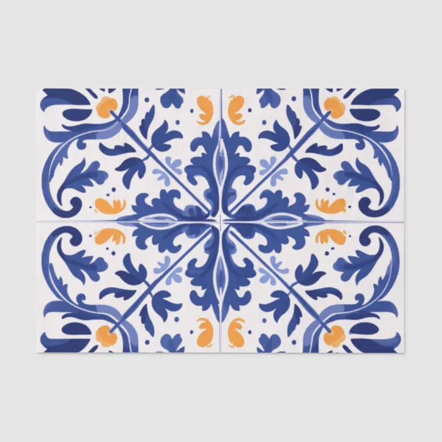 Cute Spanish tile pattern decoupage Tissue Paper | Zazzle