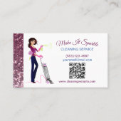 Cute Sparkle Maid Cleaning Service QR Code Business Card | Zazzle