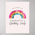Cute Sparkly Sequin Rainbow Birthday Party Sign | Zazzle