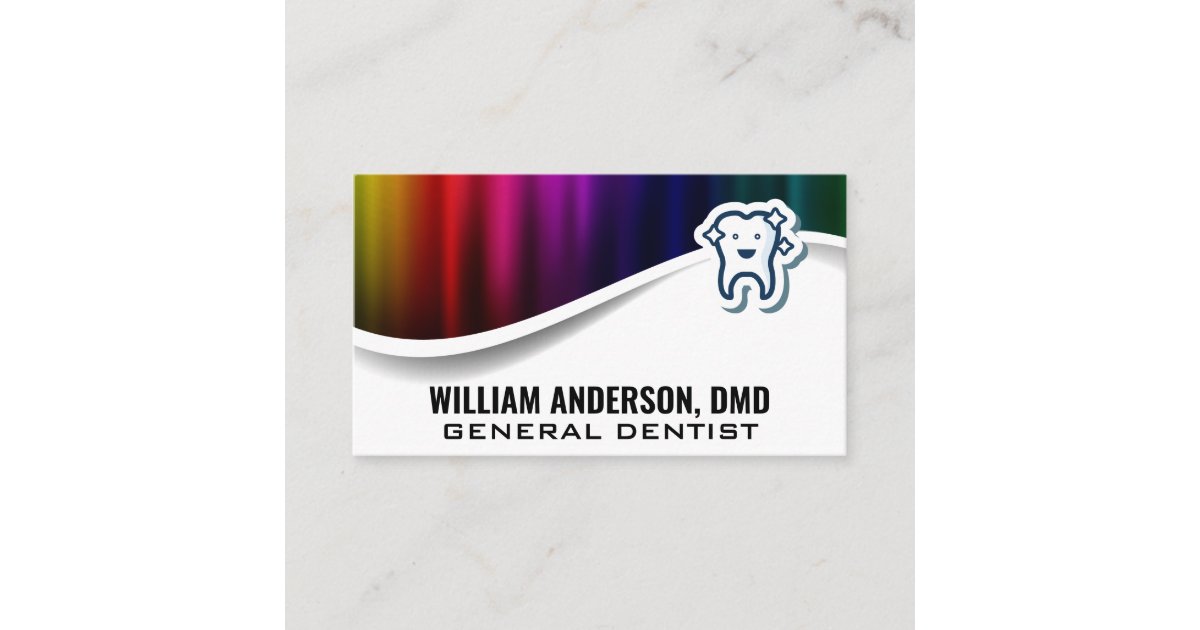 Cute Sparkly Tooth Logo | Colorful Metallic Business Card | Zazzle