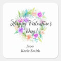 Cute Splendid Cute Floral Valentine's Day Wreath Square Sticker | Zazzle