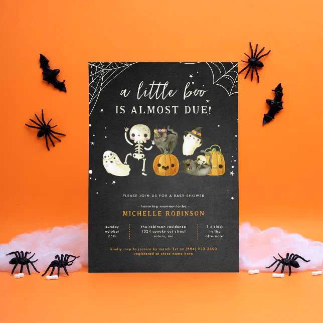 Cute Spooky A Little Boo Halloween Baby Shower Invitation | Zazzle