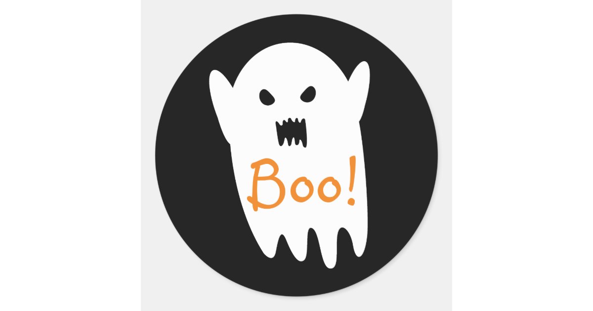 Cute Spooky Ghost Saying Boo Classic Round Sticker | Zazzle