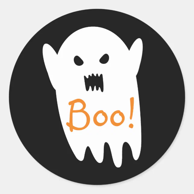 Cute Spooky Ghost Saying Boo Classic Round Sticker | Zazzle