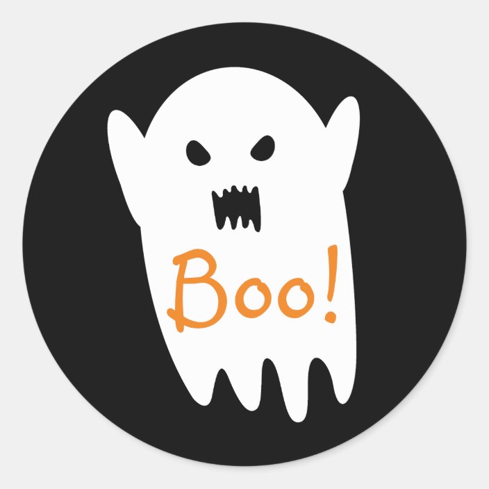 Cute Spooky Ghost Saying Boo Classic Round Sticker | Zazzle.com