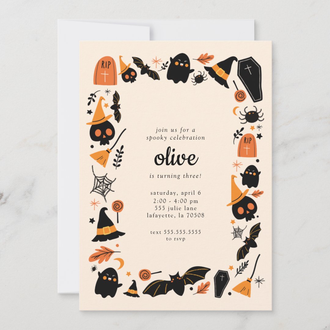 Cute Spooky Halloween Birthday Party Invitation | Zazzle
