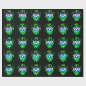 Cute Spooky Halloween Day of Dead Sugar Skull Wrapping Paper | Zazzle