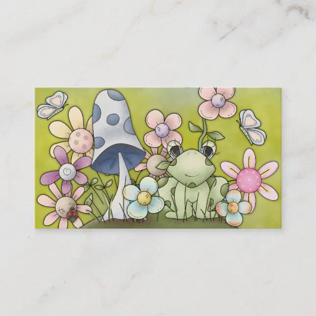 Cute spring design with animals and flowers business card | Zazzle