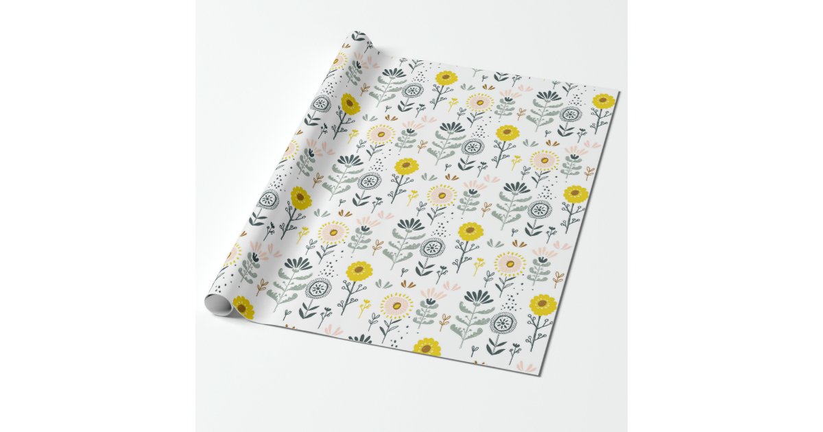 Cute spring flowers pattern wrapping paper | Zazzle