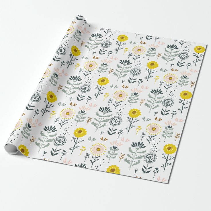 Cute spring flowers pattern wrapping paper | Zazzle