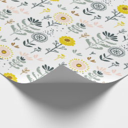 Cute spring flowers pattern wrapping paper | Zazzle