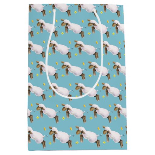 Cute spring lamb skipping gift bag | Zazzle