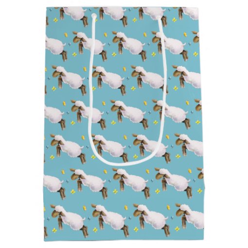 Cute spring lamb skipping gift bag | Zazzle