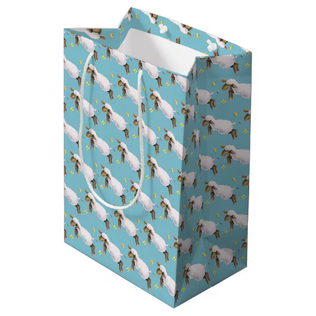 Cute spring lamb skipping gift bag | Zazzle
