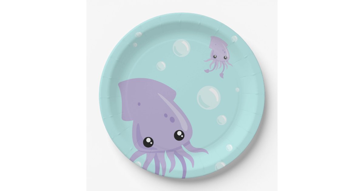 Cute Squid Paper Plate | Zazzle
