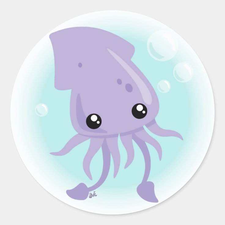 Cute Squid Sticker | Zazzle
