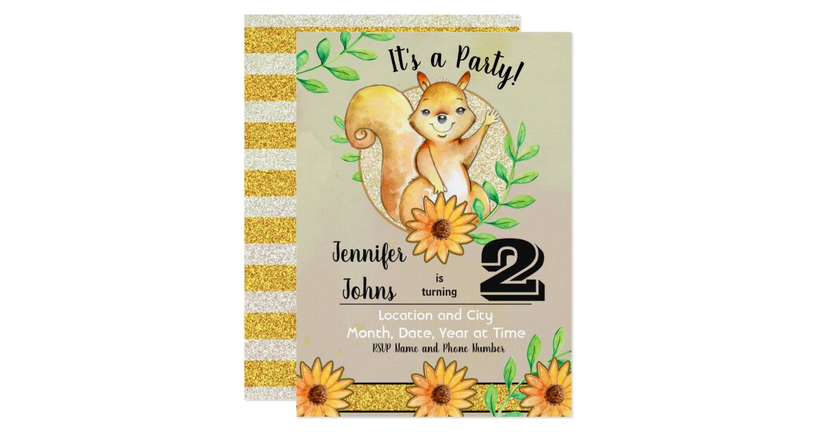 Cute Squirrel Birthday Party Invitation | Zazzle.com