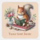 Cute squirrel book lover add text square sticker | Zazzle