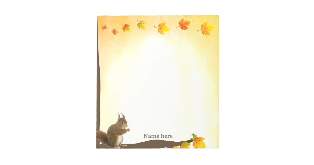 Cute Squirrel & Fall Leaves Notepad | Zazzle