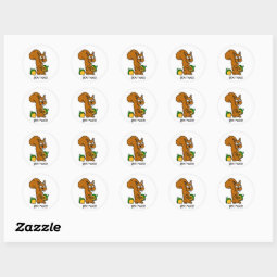 Cute squirrel got nuts classic round sticker | Zazzle