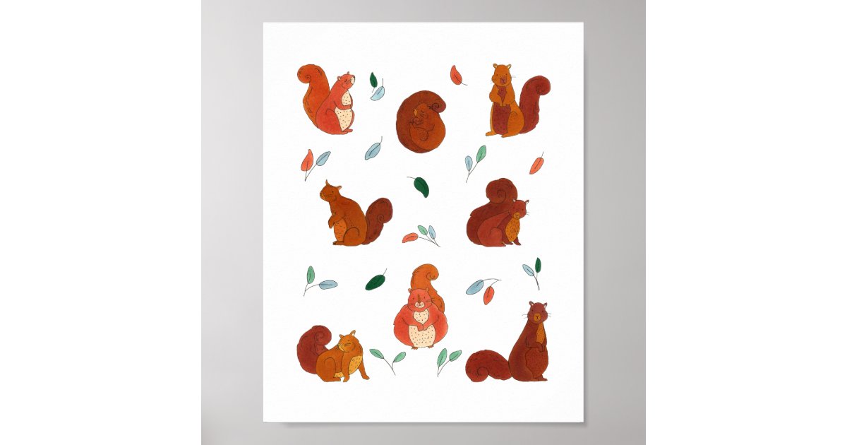 Cute Squirrels Poster | Zazzle