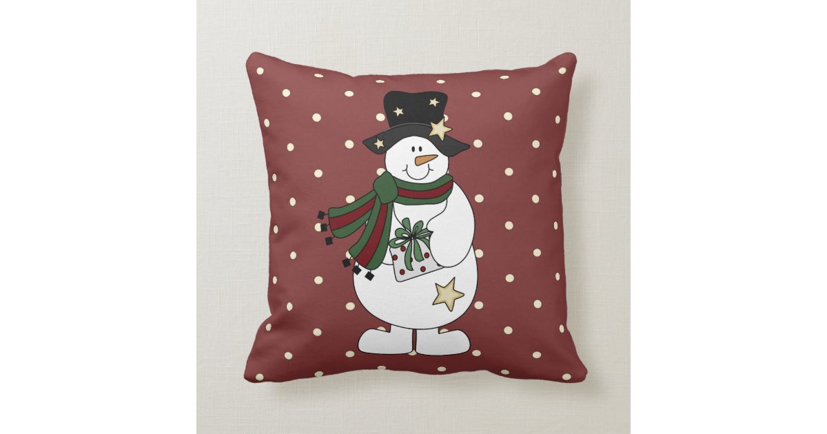 Cute Starry Snowman Throw Pillow | Zazzle.com