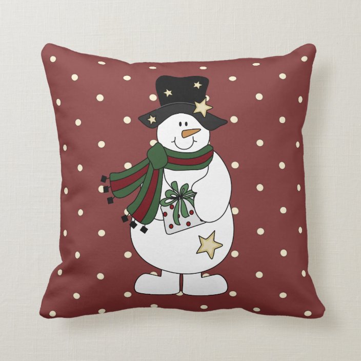 Cute Starry Snowman Throw Pillow | Zazzle.com