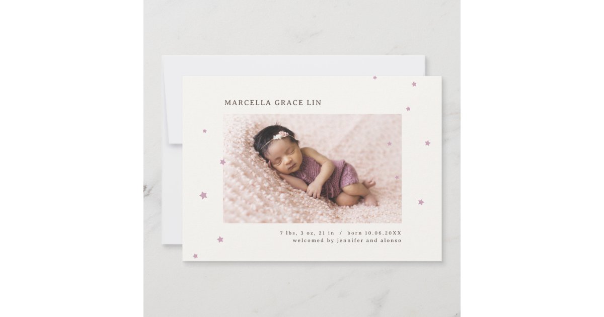 Cute Stars Baby Photo Birth Announcement | Zazzle