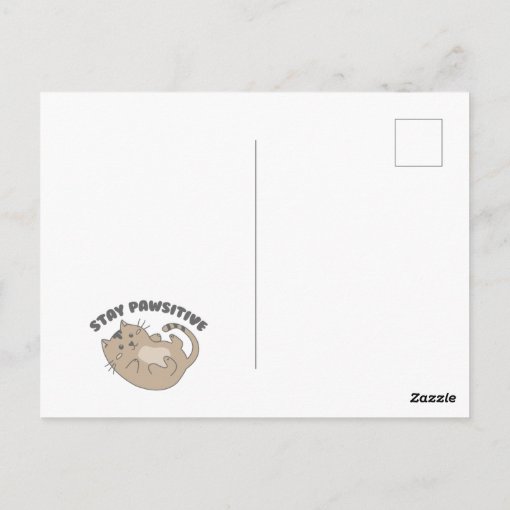 Cute Stay Positive Cat Get Well Pun Postcard | Zazzle