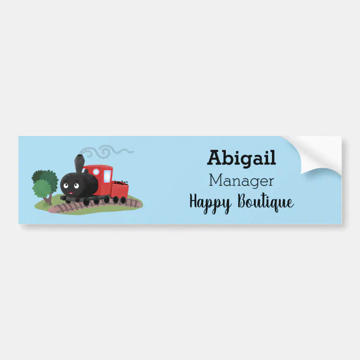 Cute steam train locomotive cartoon illustration bumper sticker | Zazzle