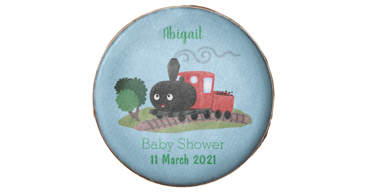 Cute steam train locomotive cartoon illustration chocolate covered oreo ...