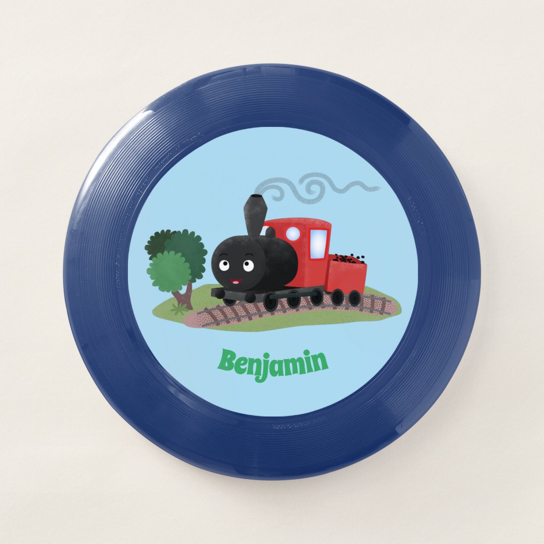 Cute steam train locomotive cartoon illustration Wham-O frisbee | Zazzle