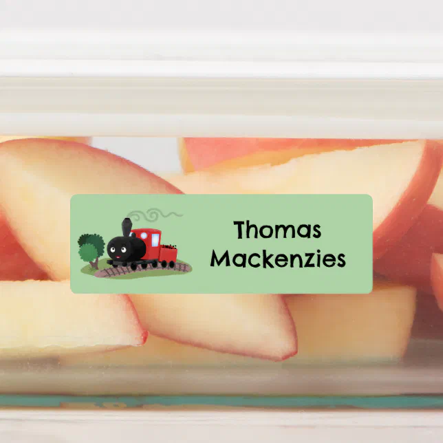 Cute steam train locomotive cartoon personalized labels | Zazzle