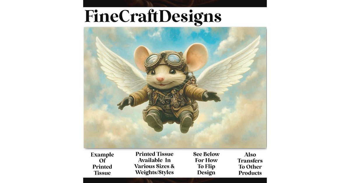 Cute Steampunk Flying Mouse, Wings AW4 Decoupage Tissue Paper | Zazzle
