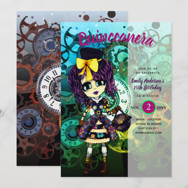Cute STEAMPUNK Girl Cosplay Birthday Invitation | Zazzle