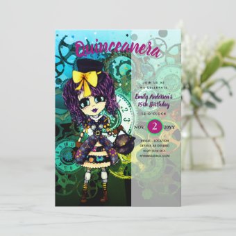Cute STEAMPUNK Girl Cosplay Birthday Invitation | Zazzle