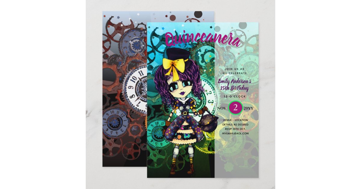 Cute STEAMPUNK Girl Cosplay Birthday Invitation | Zazzle