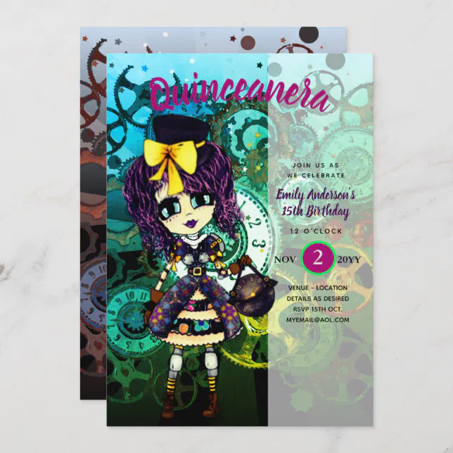 Cute STEAMPUNK Girl Cosplay Birthday Invitation | Zazzle