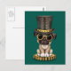 Cute Steampunk Pug Puppy Dog, teal Postcard | Zazzle