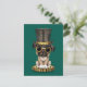 Cute Steampunk Pug Puppy Dog, teal Postcard | Zazzle