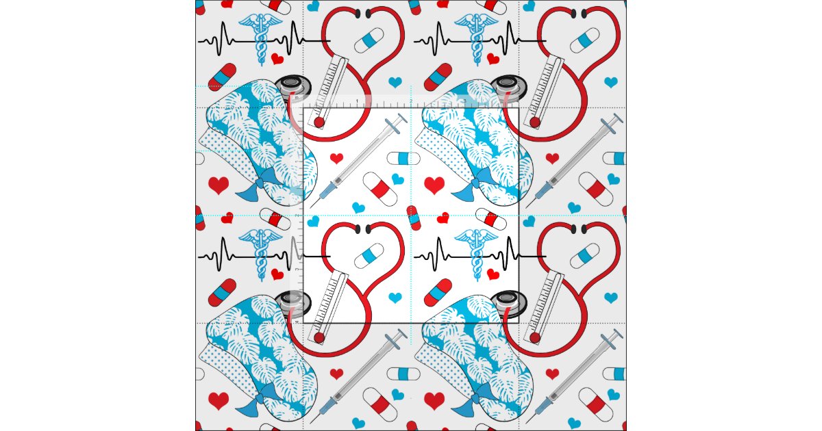 Cute Stethoscope Nurse | Doctor EKG Pattern Fabric | Zazzle
