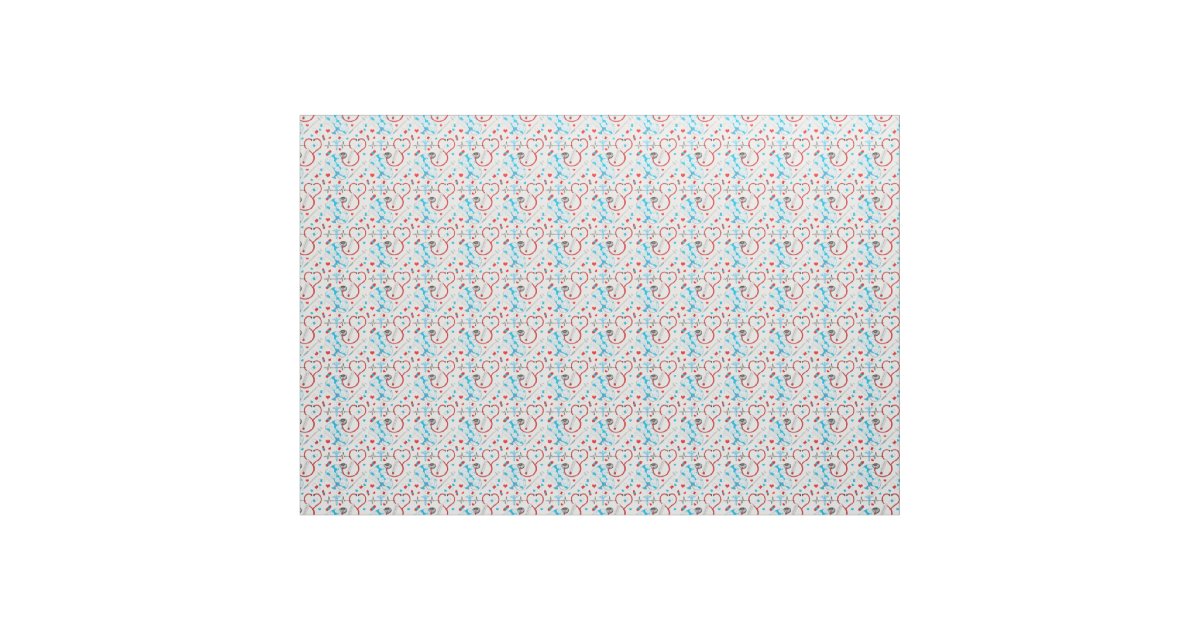 Cute Stethoscope Nurse | Doctor EKG Pattern Fabric | Zazzle