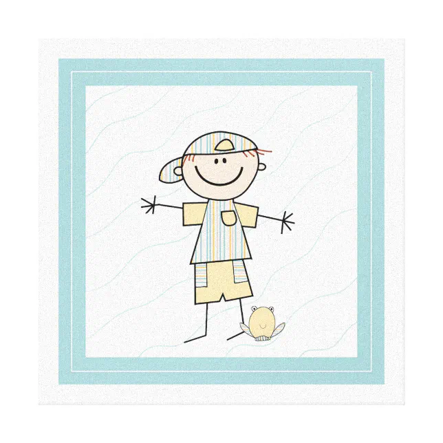 Cute Stick Figure Boy Canvas Print | Zazzle